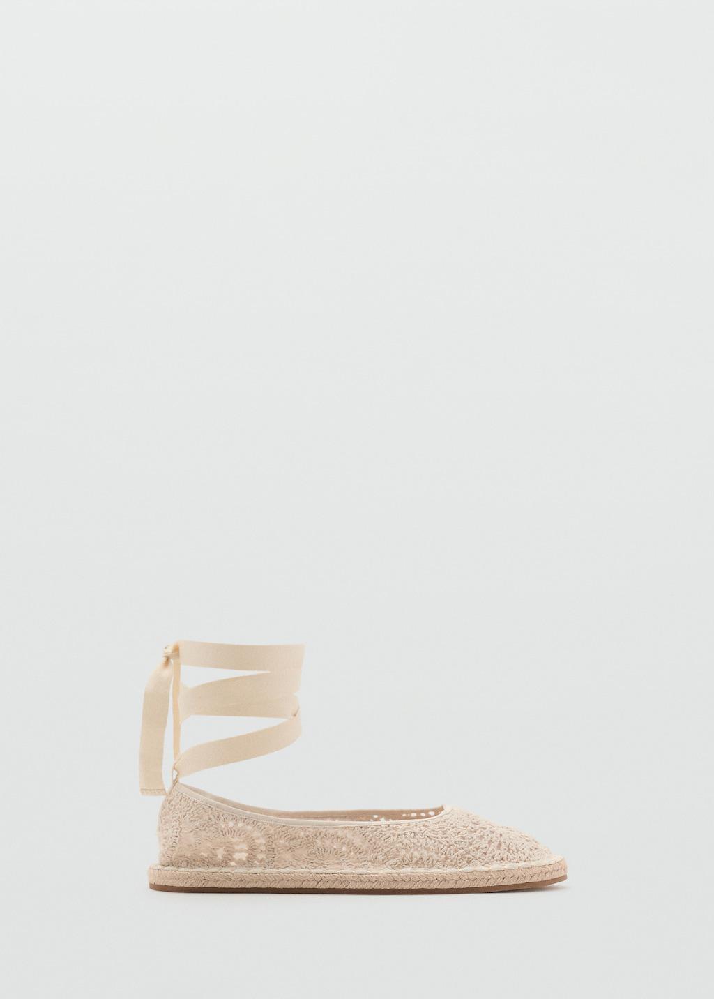 MANGO Crochet Ballet Flats in Ecru | endource