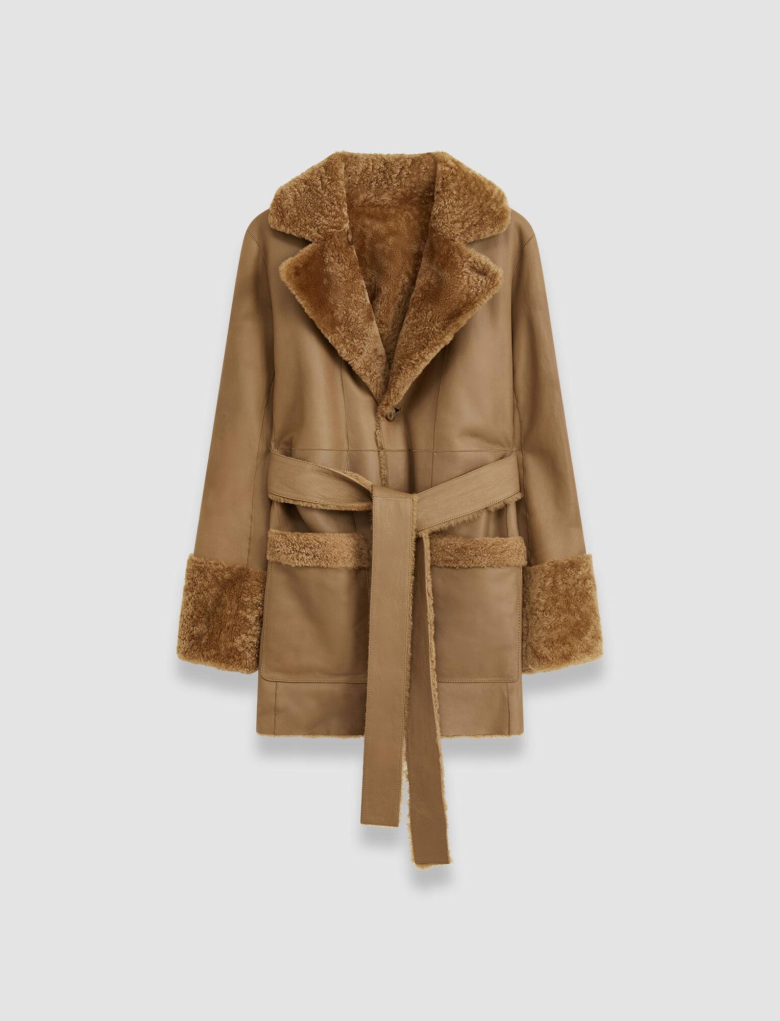 JOSEPH Leman Reversible Shearling Coat in Oak | endource