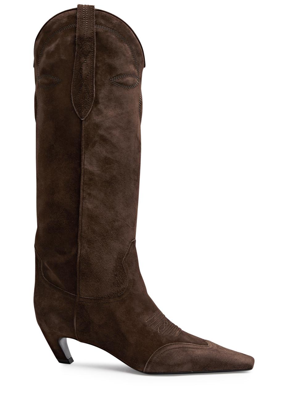 KHAITE Dallas 50 Suede Knee-High Boots | endource