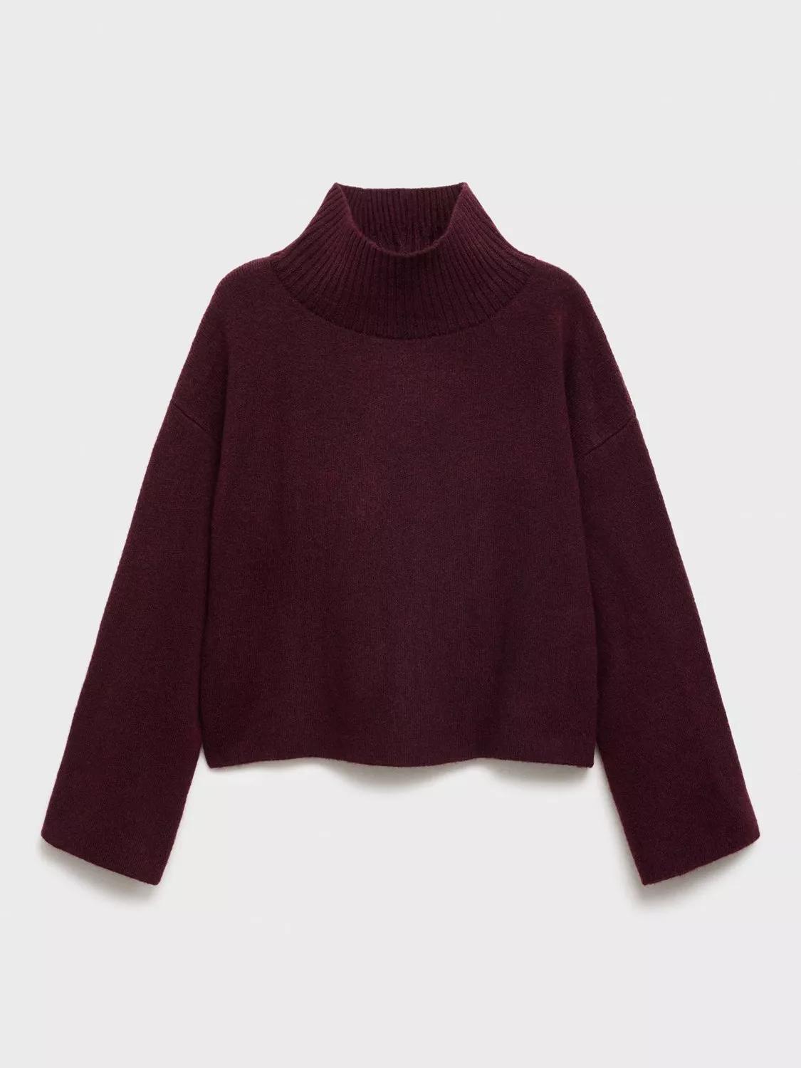 MANGO Arandano Turtleneck Jumper in Dark Red | endource