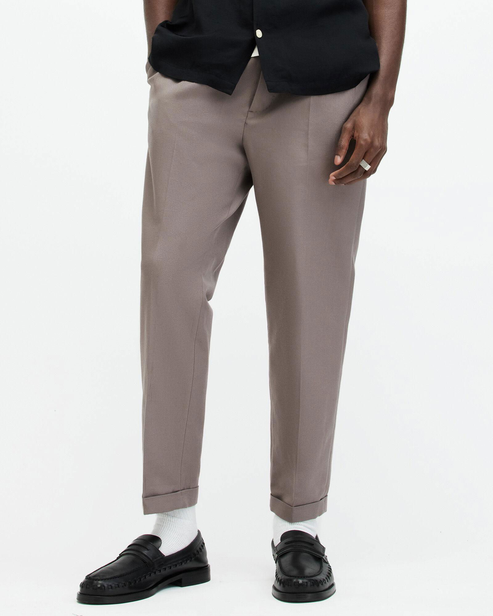 ALLSAINTS Tallis Slim Fit Cropped Trousers in Chestnut Brown | Endource