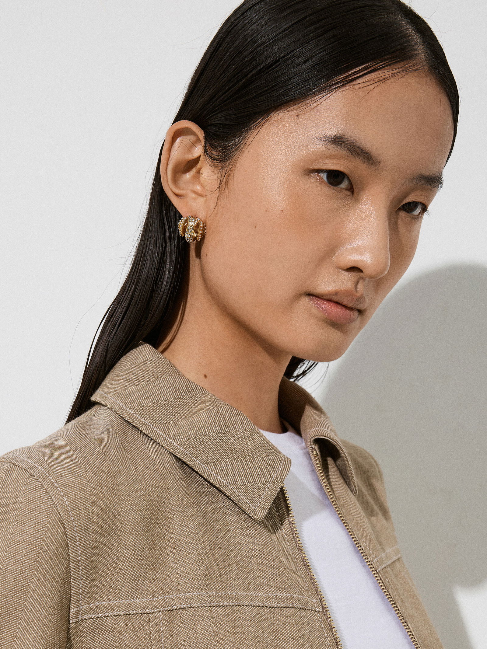 CHARLES & KEITH Aine Crystal Sculptural Hoop Earrings | endource