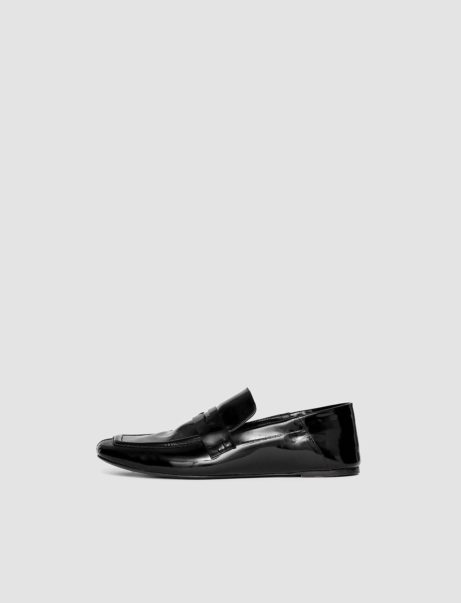 JOSEPH Patent Leather Loafers in Black | endource