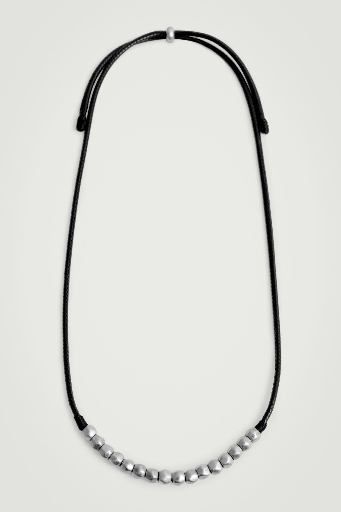 COS Beaded Cord Necklace in BLACK / SILVER | endource