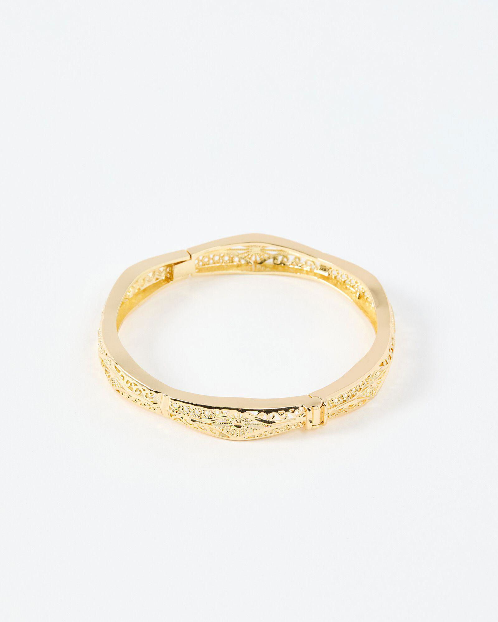 OLIVER BONAS Beryl Filigree Angular Bangle in Gold | endource