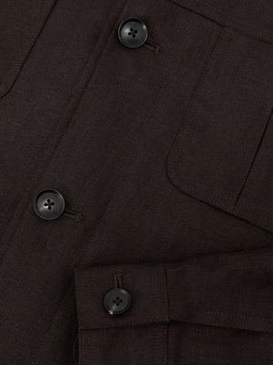 REISS Adam Linen Four-Pocket Jacket In Chocolate Brown | endource