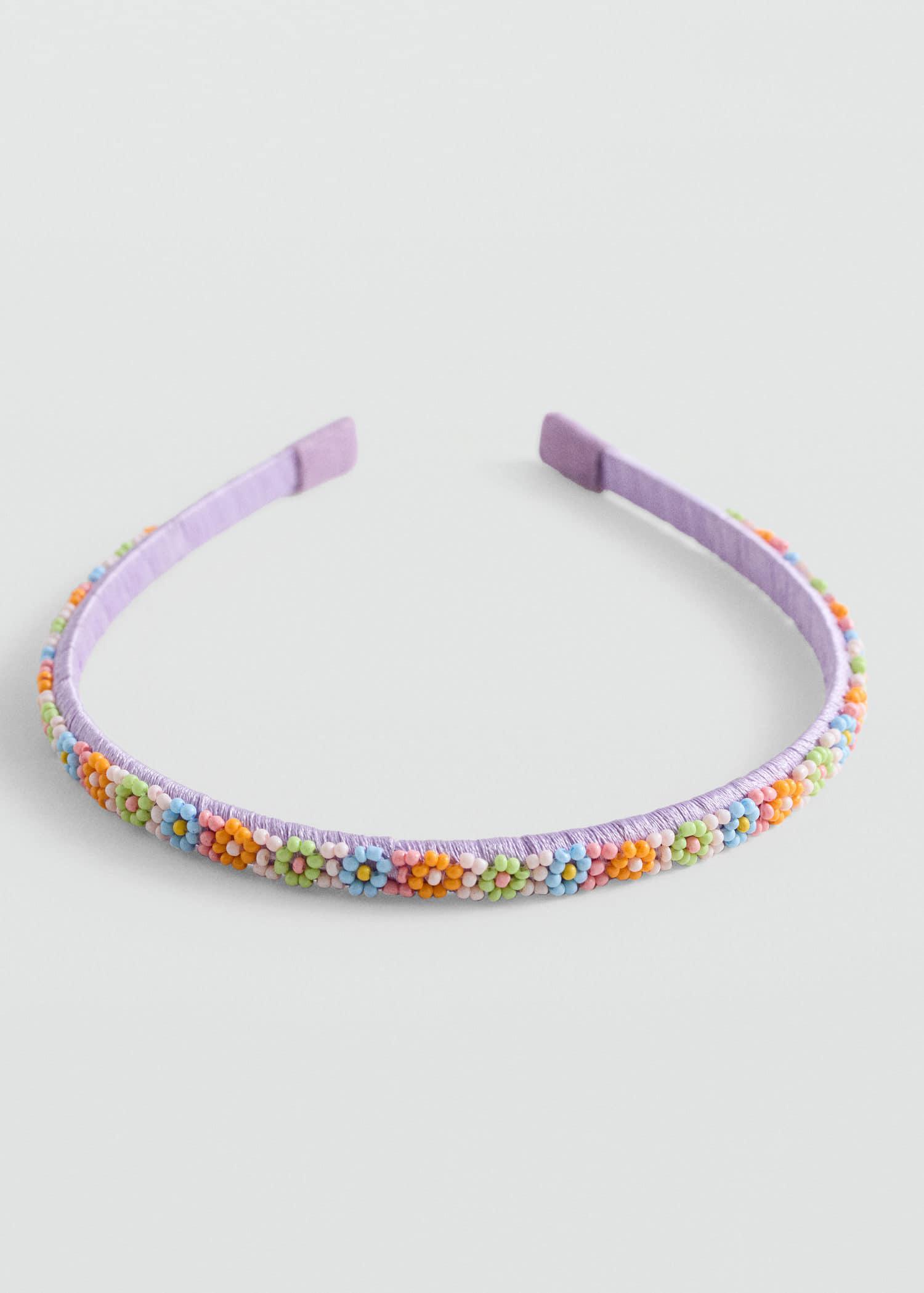 MANGO Beaded Detail Headband in Lilac | Endource