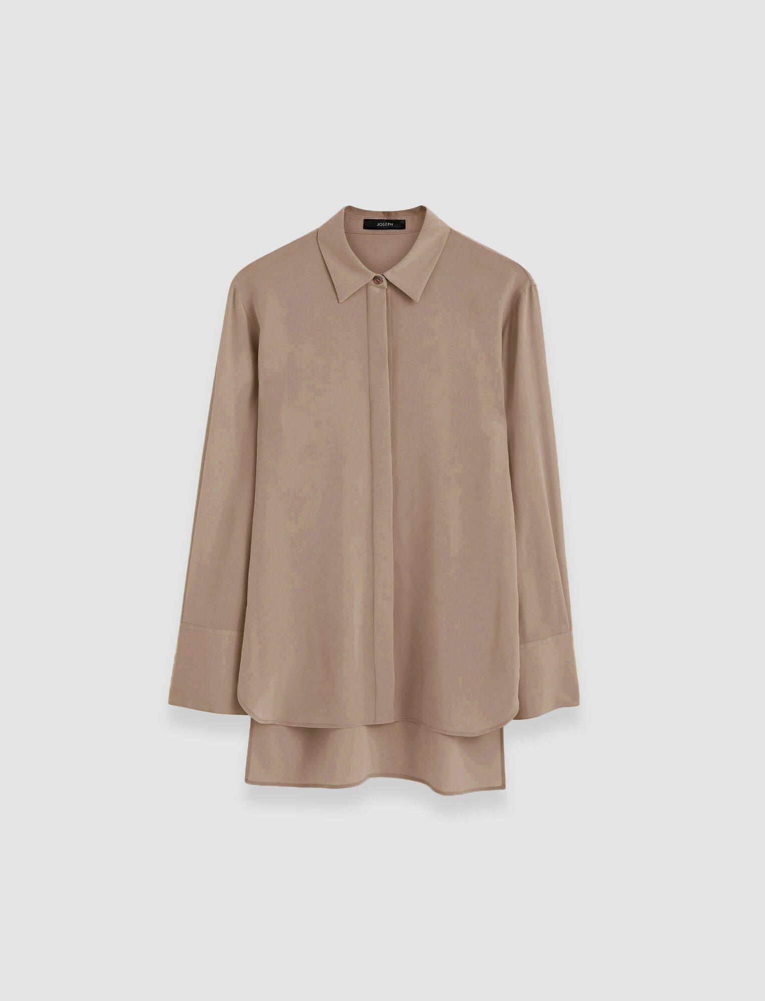JOSEPH Bold Crepe De Soie Silk Blouse in Escargot | endource