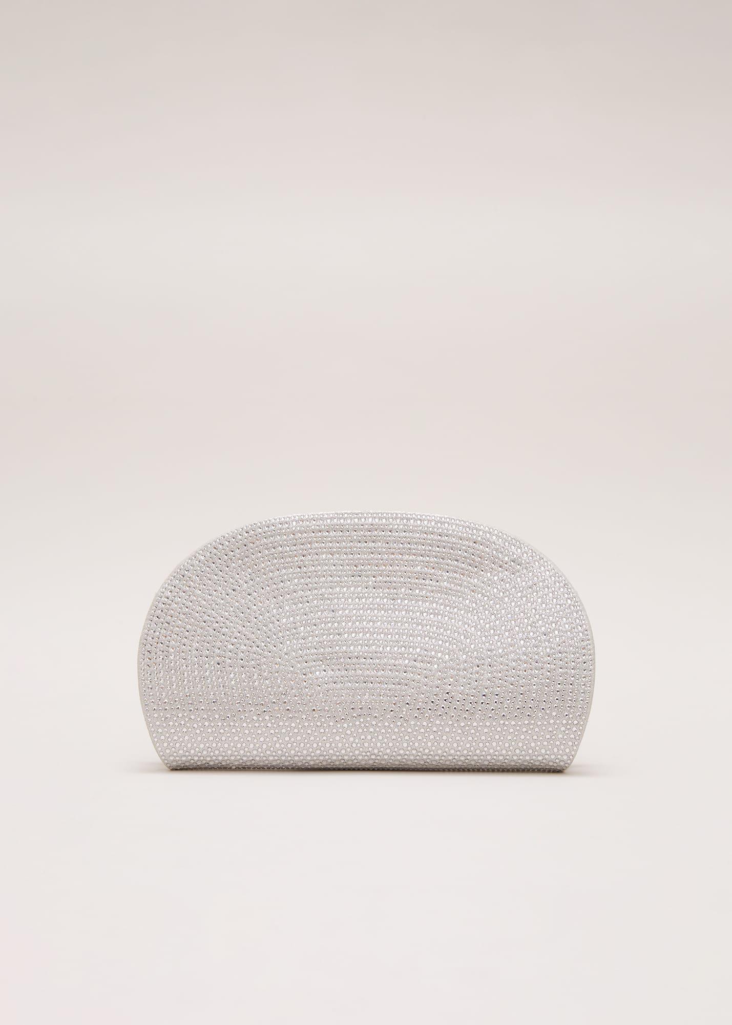 PHASE EIGHT Embellished Semi Circle Bag in Silver | endource