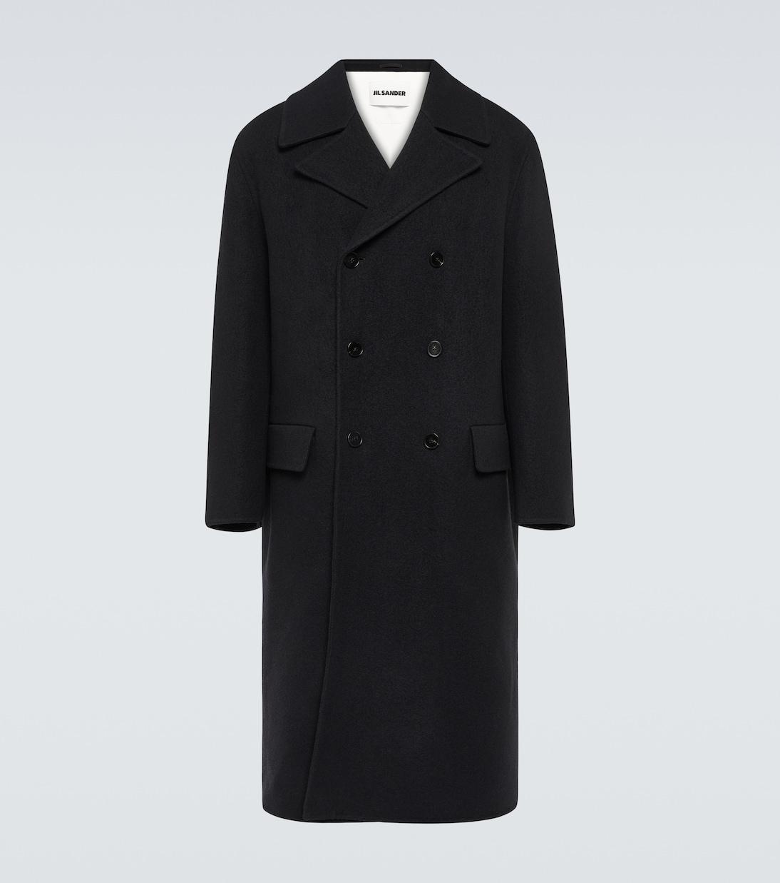JIL SANDER Double-Breasted Oversized Wool Coat in Black | Endource