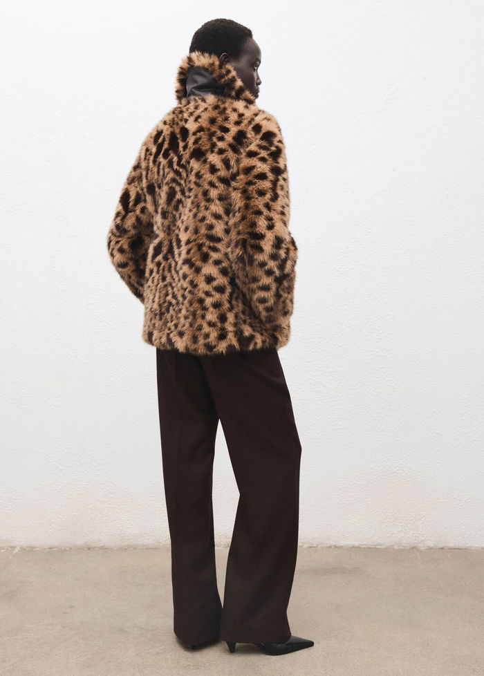 MANGO Leopard-print Faux-fur Coat | endource