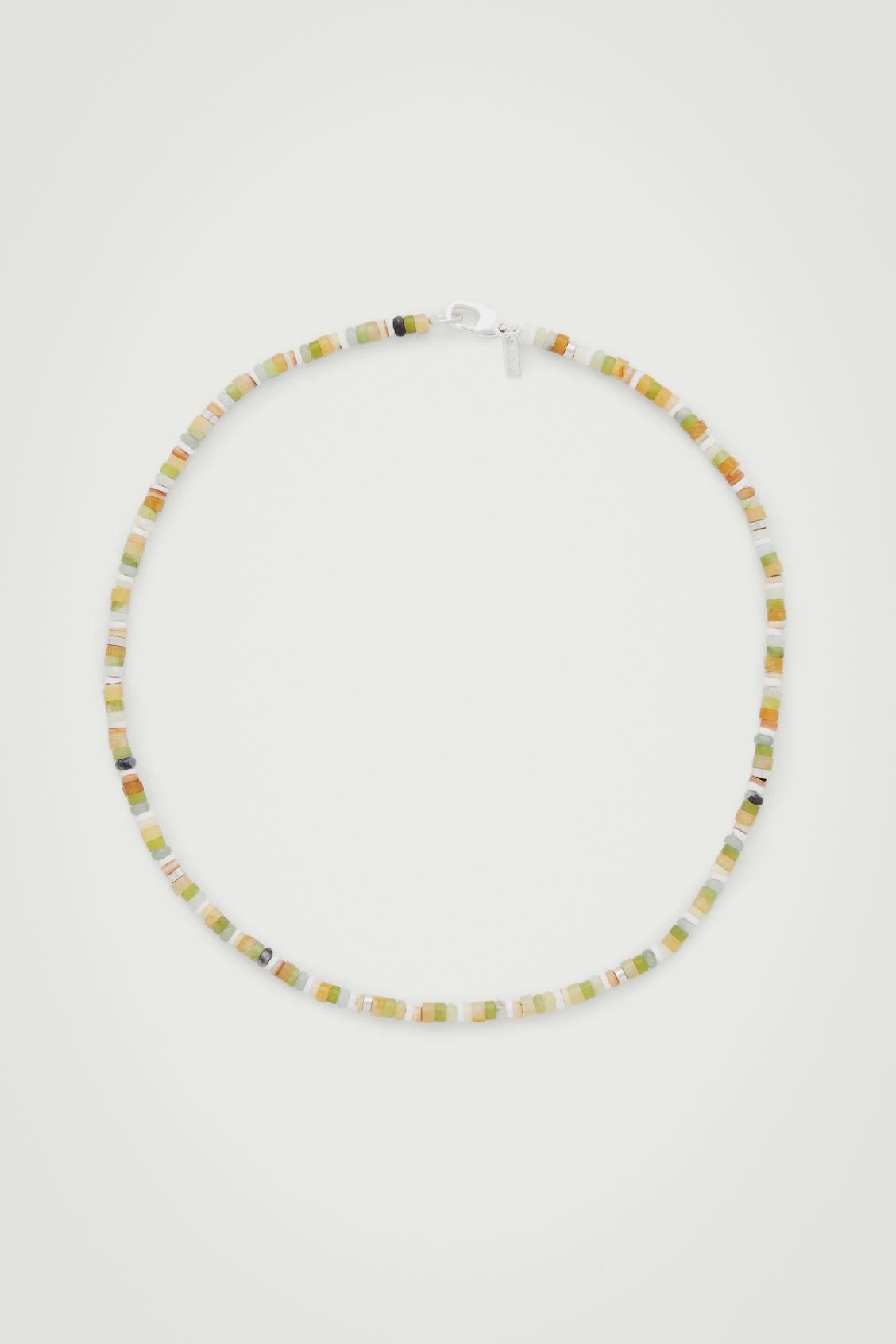 COS Semi-Precious Beaded Necklace in SILVER / GREEN / BLUE | endource