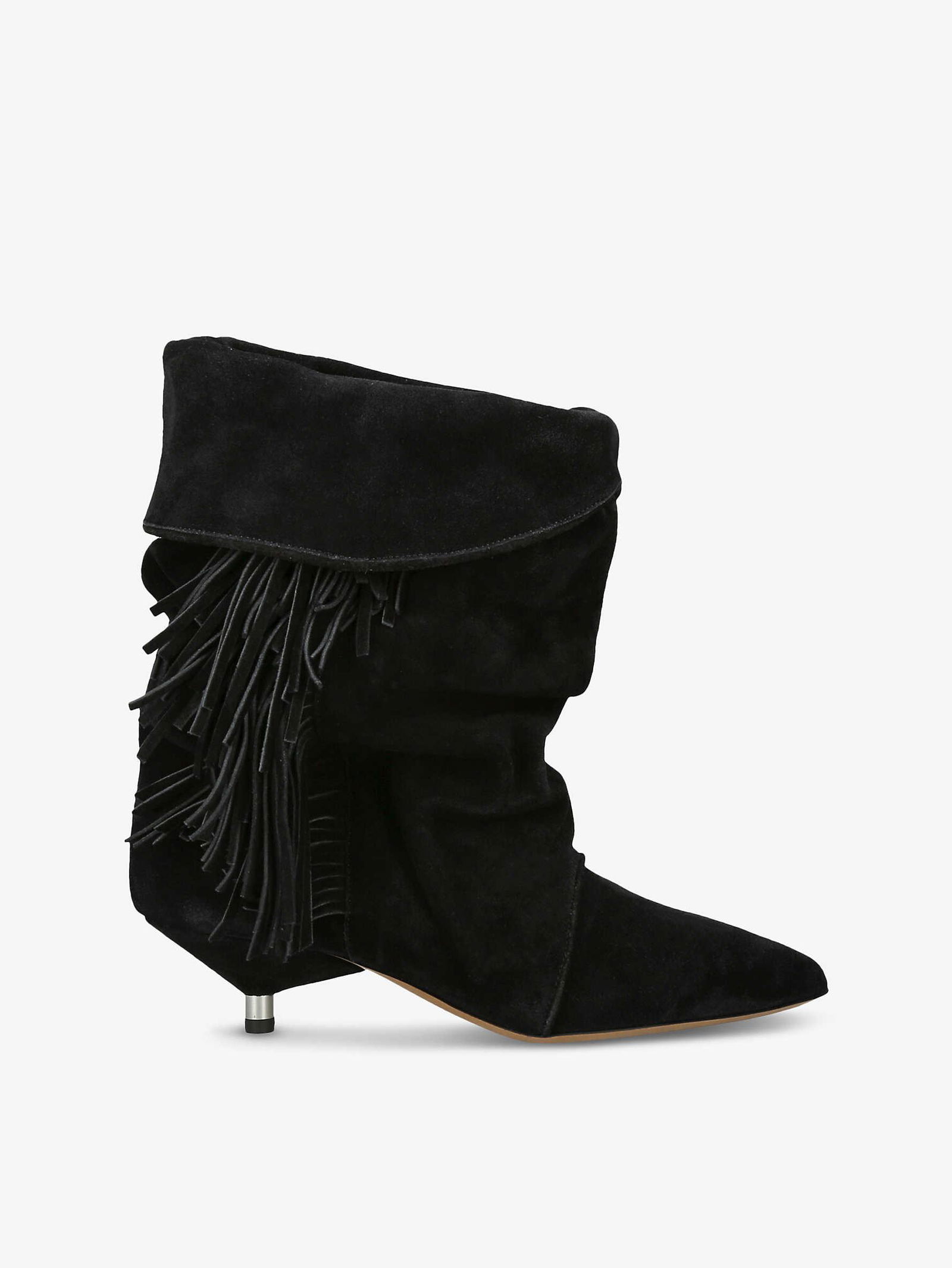ISABEL MARANT Edrik Fringed-Trim Leather Ankle Boots in BLACK | endource