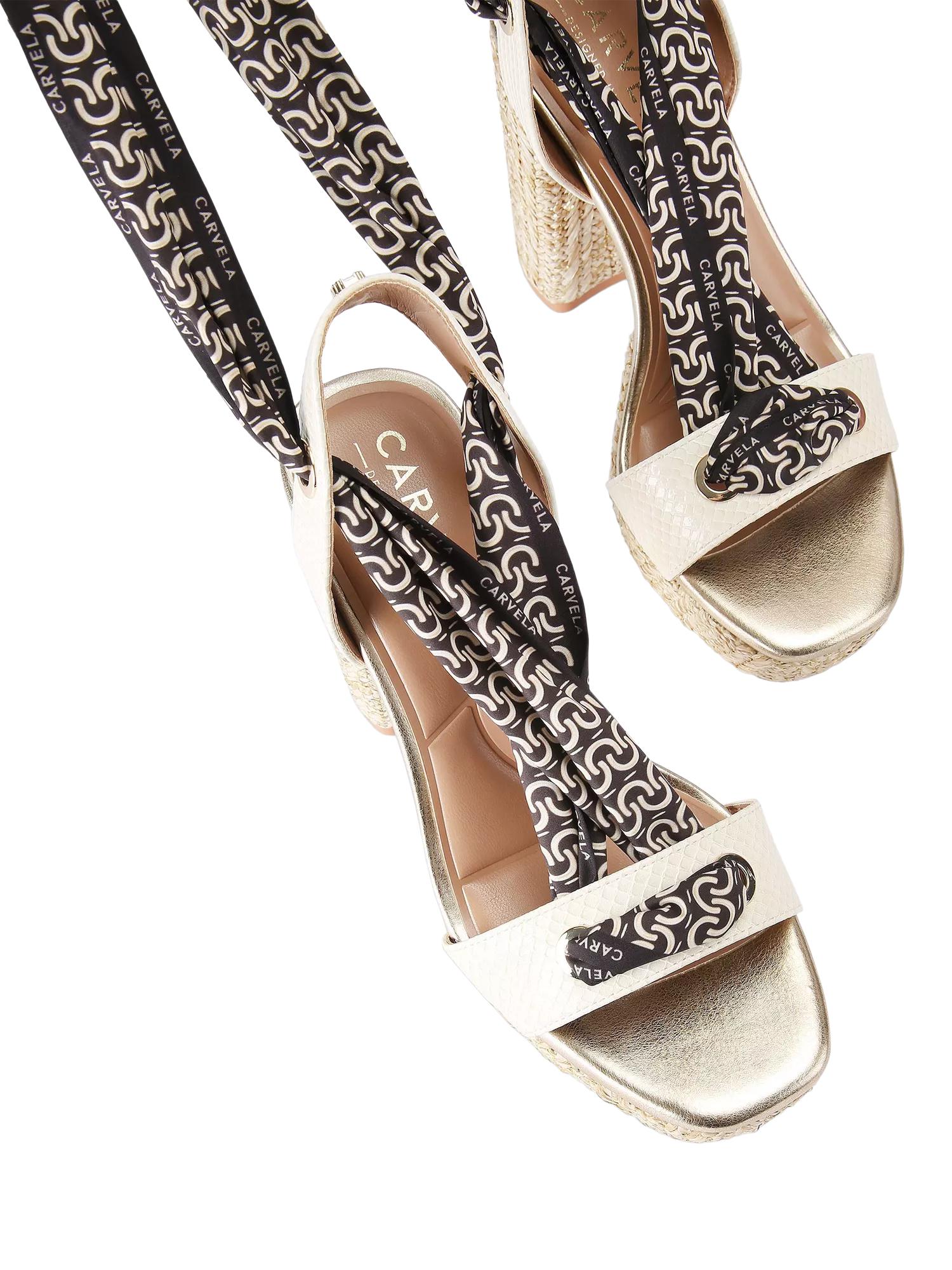 CARVELA Sorrento Scarf Platform Block Heel Sandals, Natural Putty ...