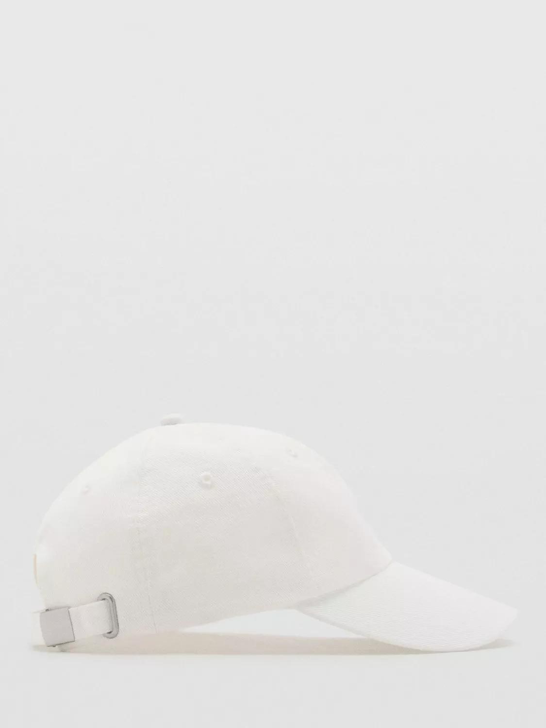 MANGO Stone Cotton Baseball Cap in Cream | endource