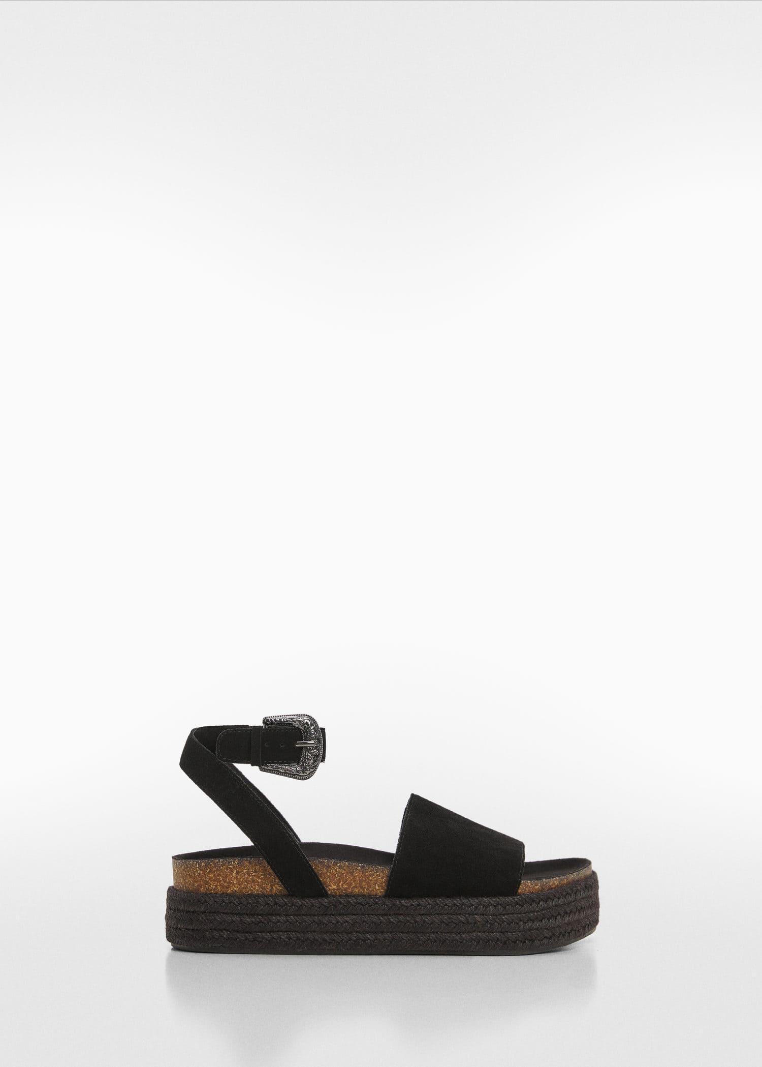 MANGO Platform Leather Sandals in Black | endource