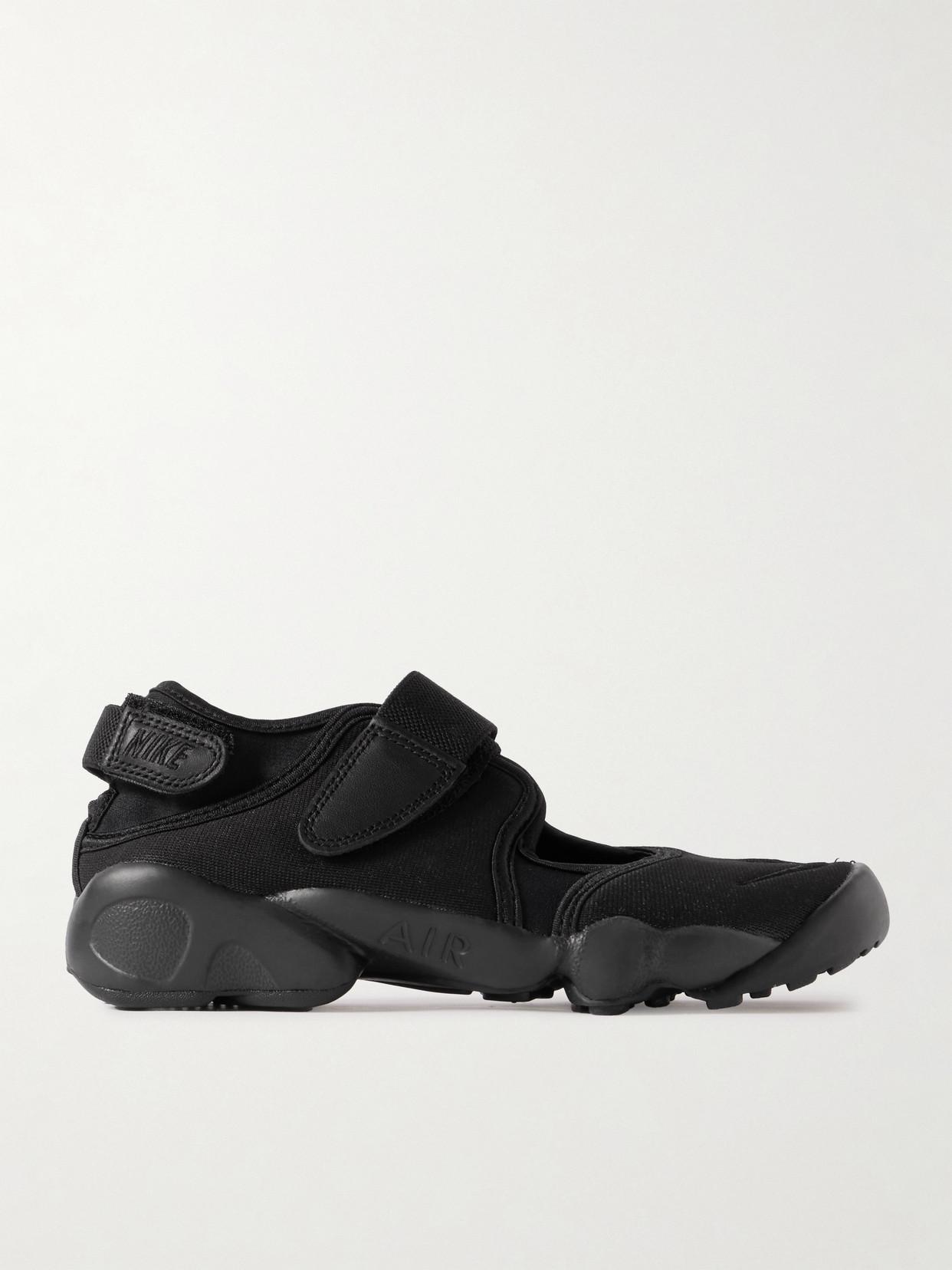 NIKE Air Rift Split-Toe Leather-Trimmed Mesh Sneakers in Black | endource