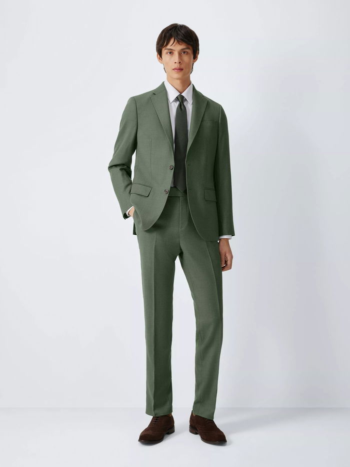 JOHN LEWIS Birdseye Wool Regular Suit Jacket, Mid Green | endource