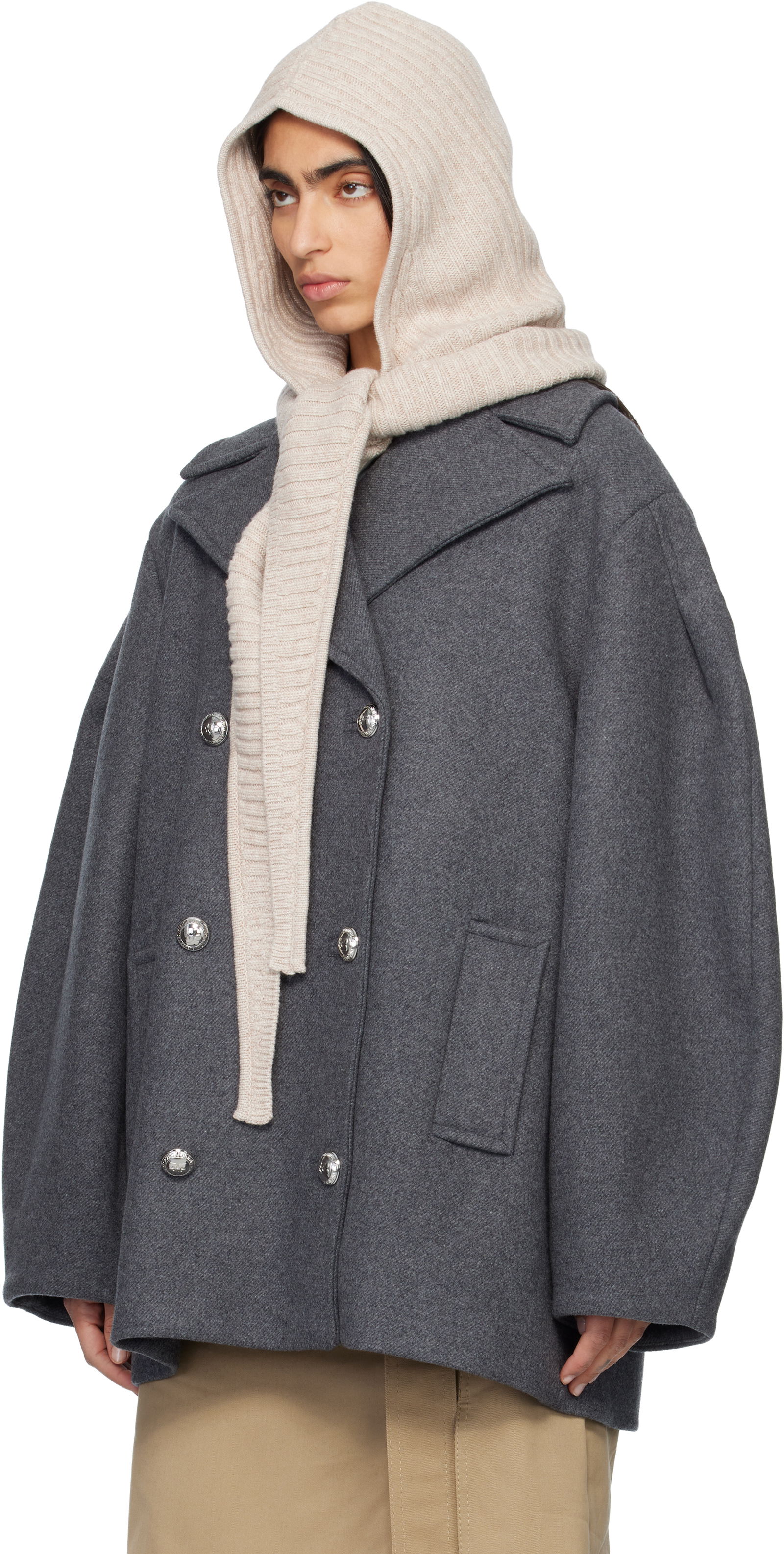 GANNI Beige Wool Mix Balaclava | endource