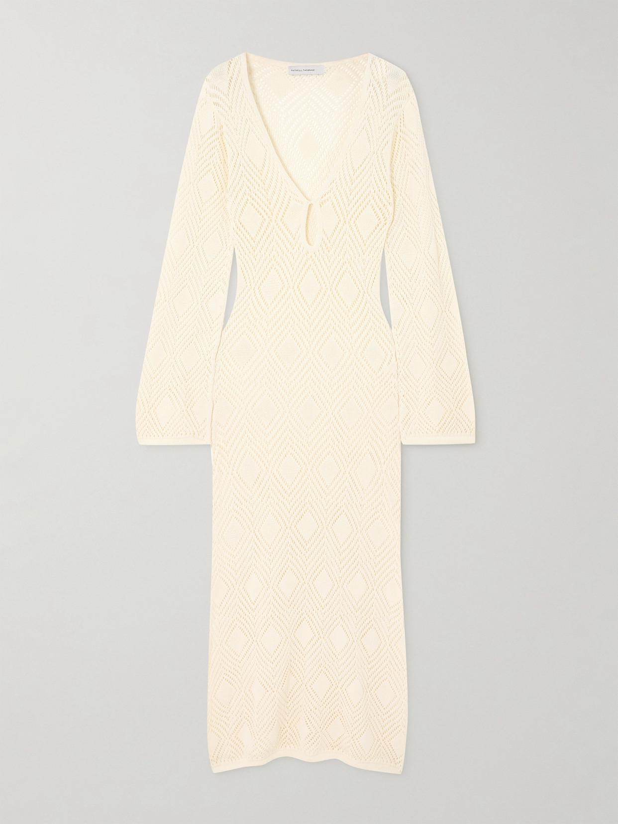 FAITHFULL THE BRAND Serena Pointelle-Knit Maxi Dress in Off-white ...