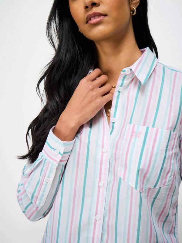 CREW CLOTHING Stripe Poplin Shirt, Multi | endource