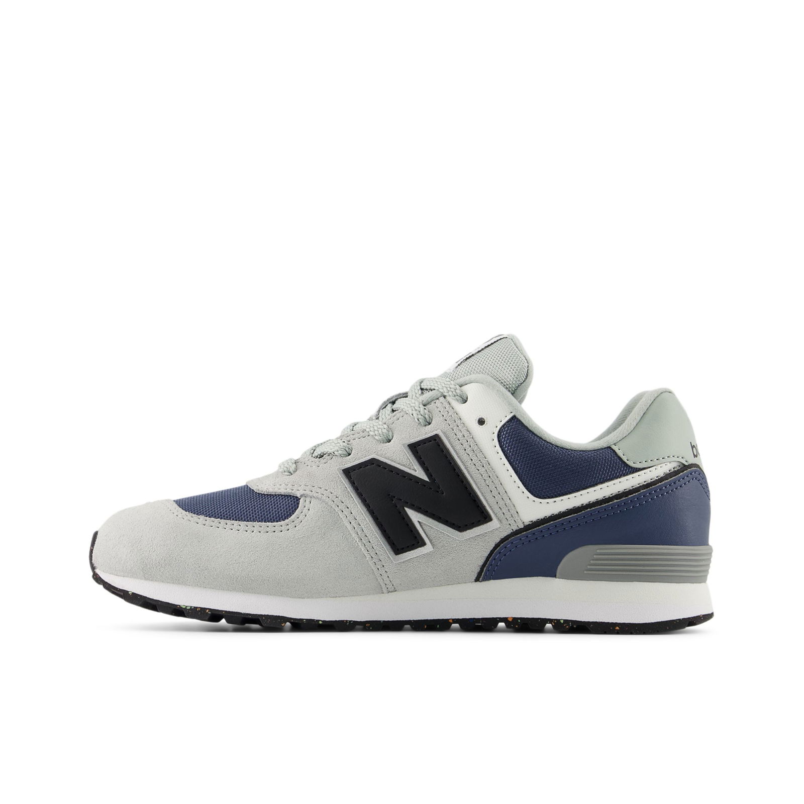 NEW BALANCE Kids 574 Lace In Grey/Blue Leather | endource