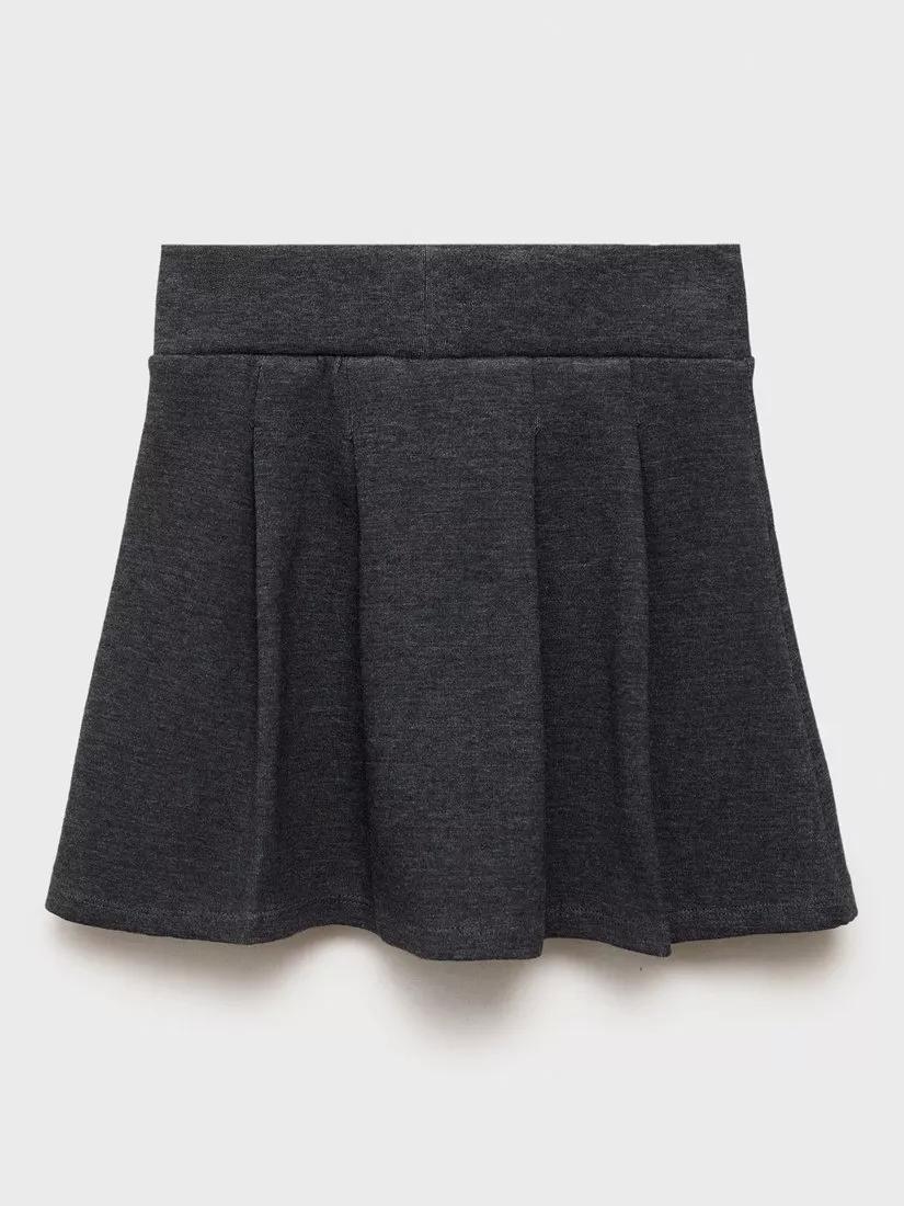 MANGO Kids' Cotton Blend Folded Tab Skirt, Dark Grey | endource