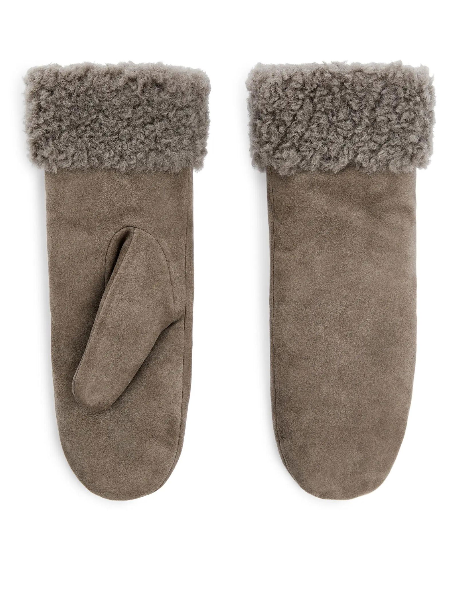 ARKET Lined Suede Mittens in Mole | endource