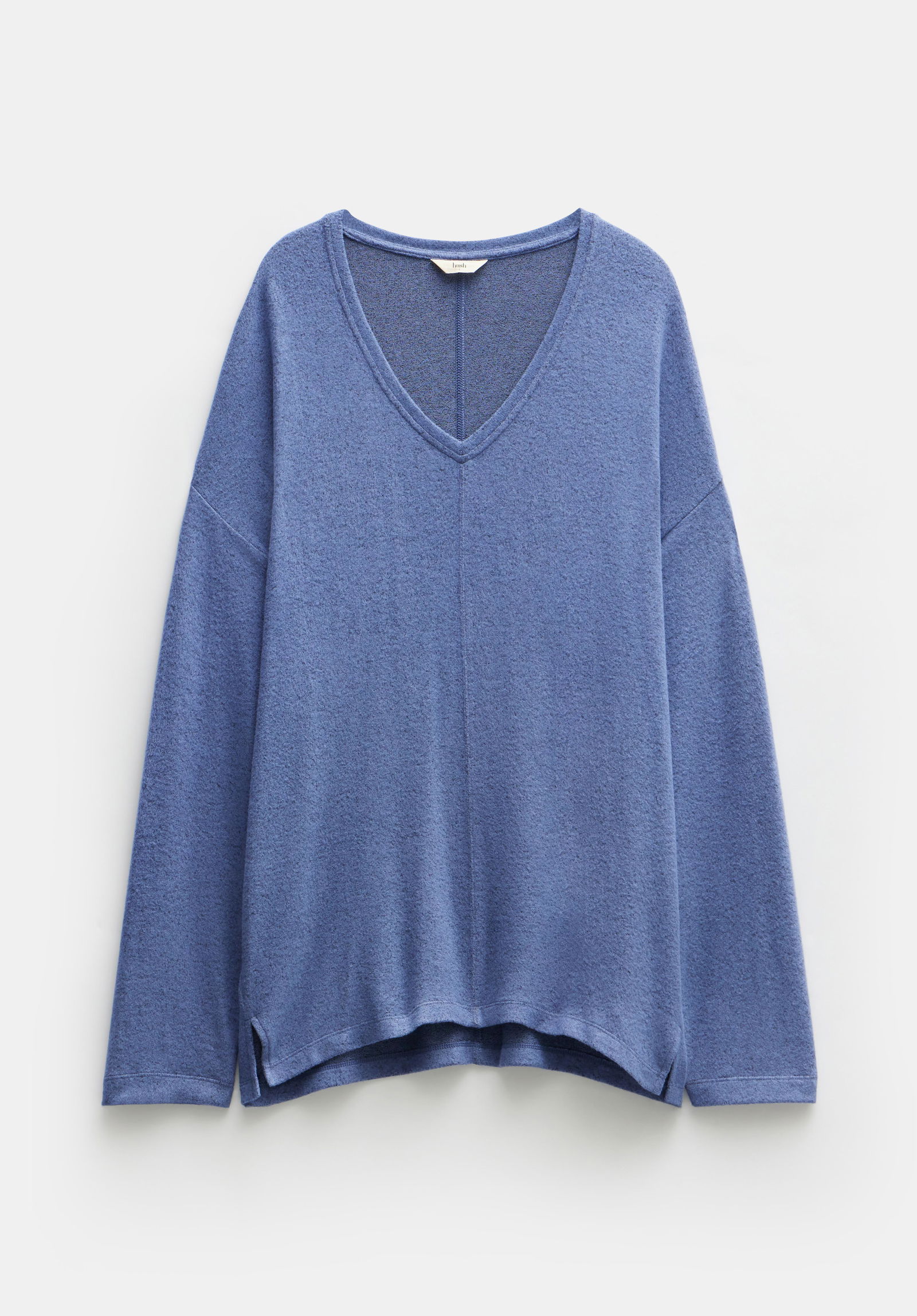HUSH Gillian Supersoft V Neck Top in Dusty Blue | endource