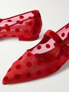 Manolo Blahnik Campari Grosgrain-trimmed Flocked Mesh Ballet Flats ...