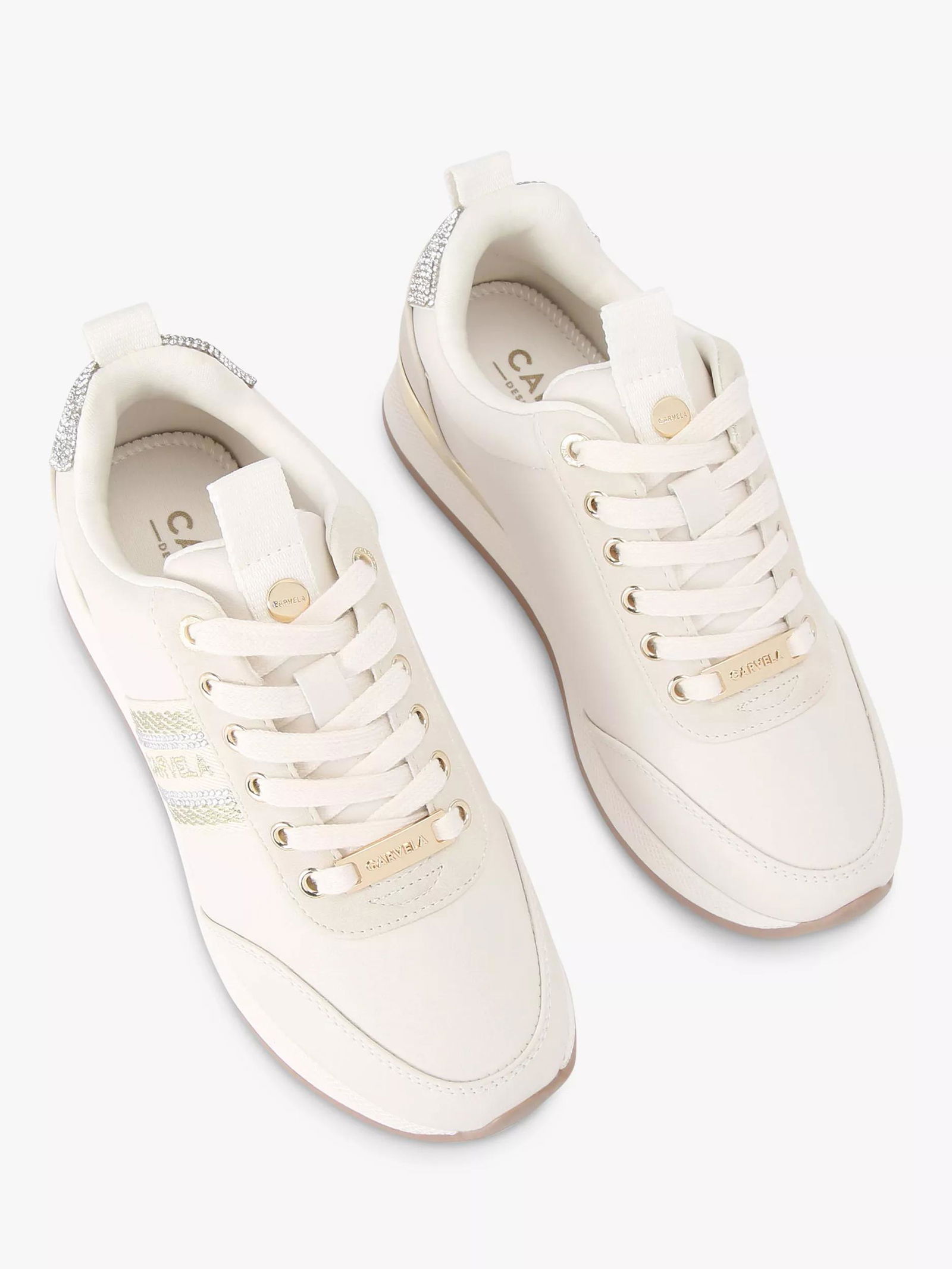 CARVELA Frame Runner Logo Embellished Trainers, Gold | endource
