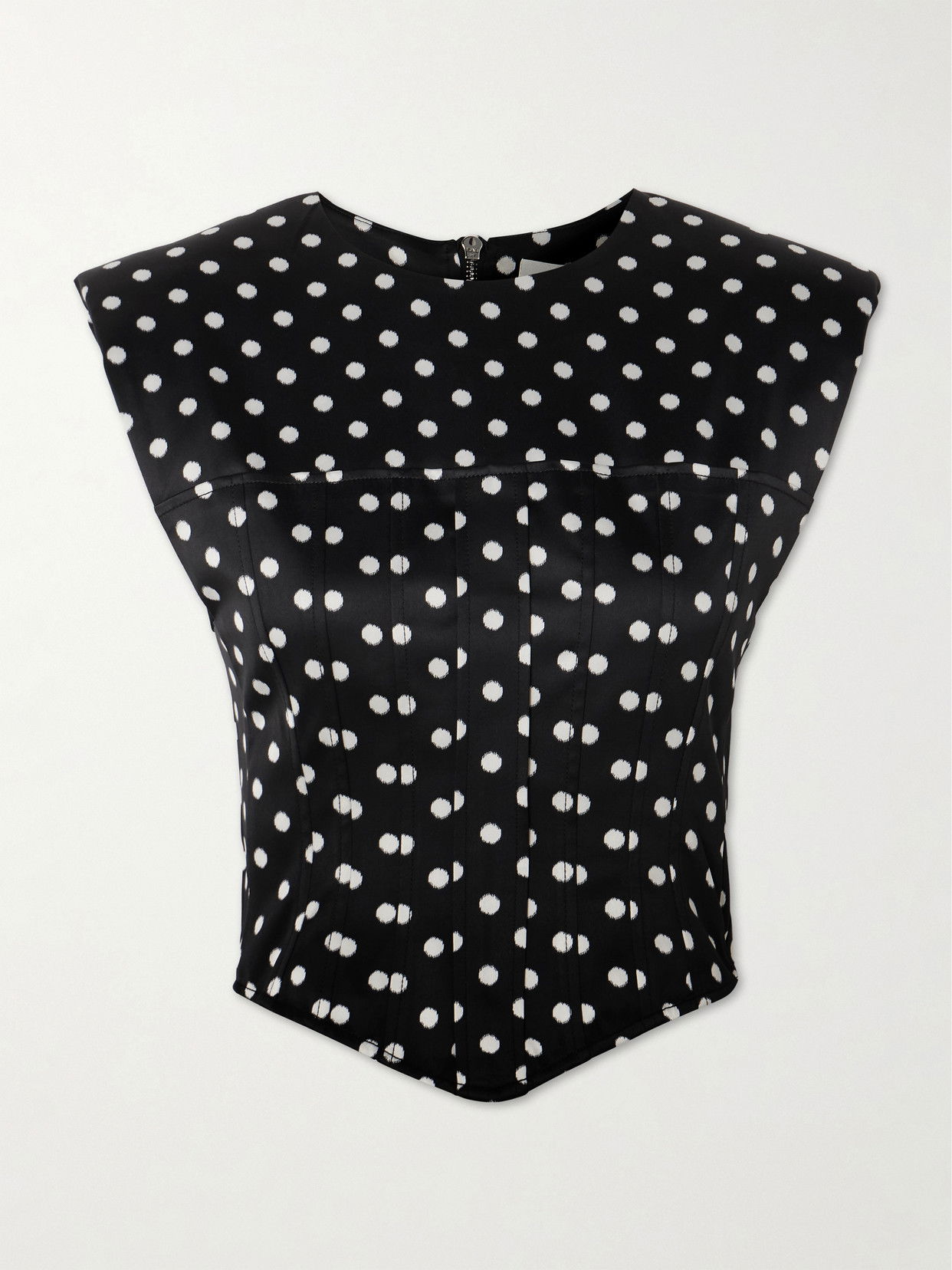 GANNI Polka-dot Recycled-Satin Corset Top | endource