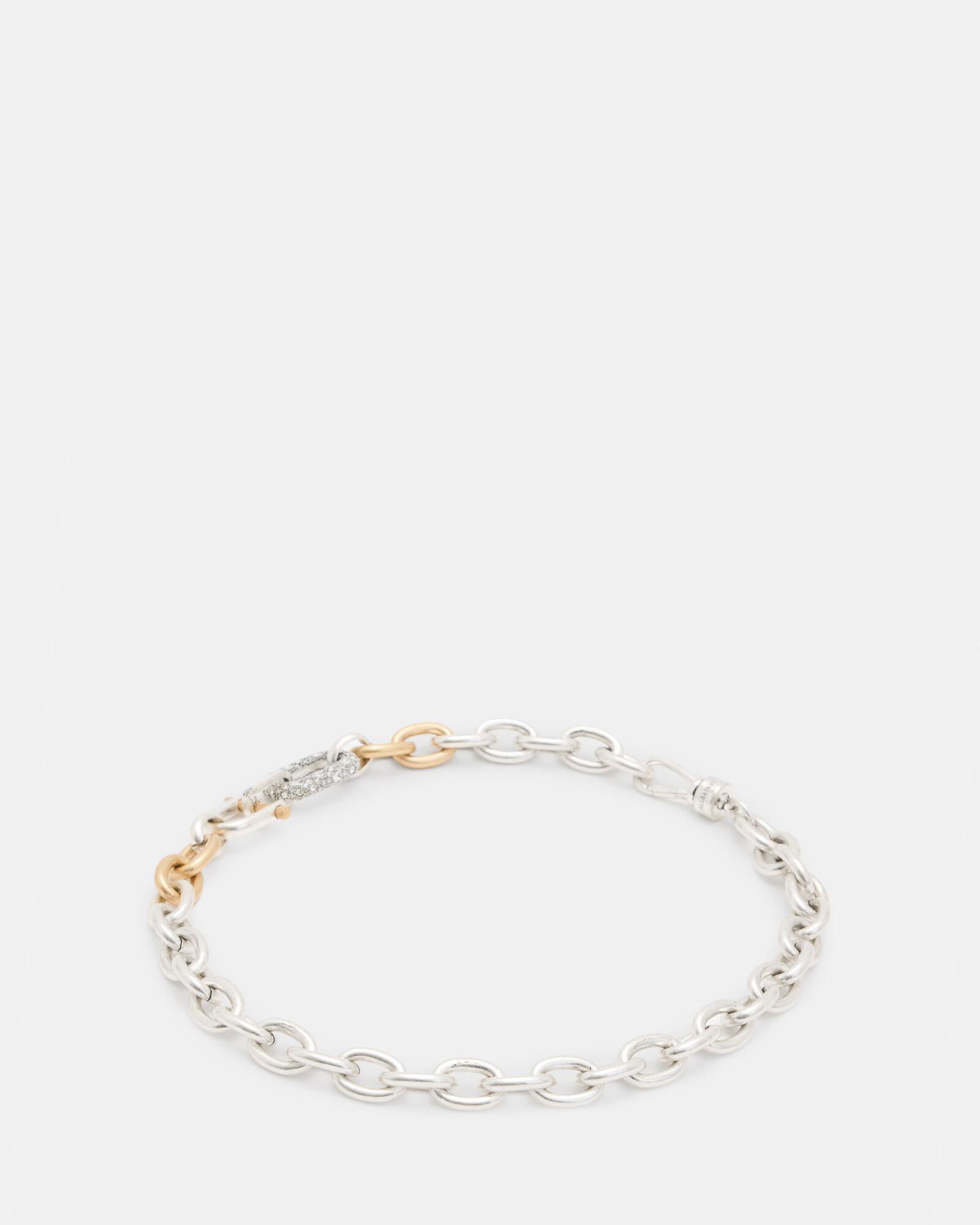 ALLSAINTS Cadence Two Tone Chain Necklace in Warm Silver Mix | endource