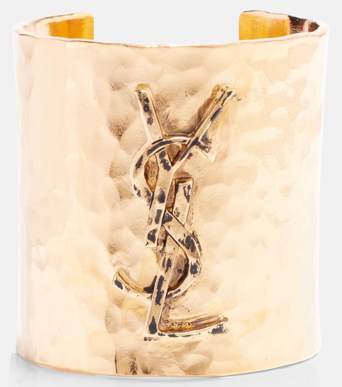 SAINT LAURENT Cassandre Cuff Bracelet in Gold | endource