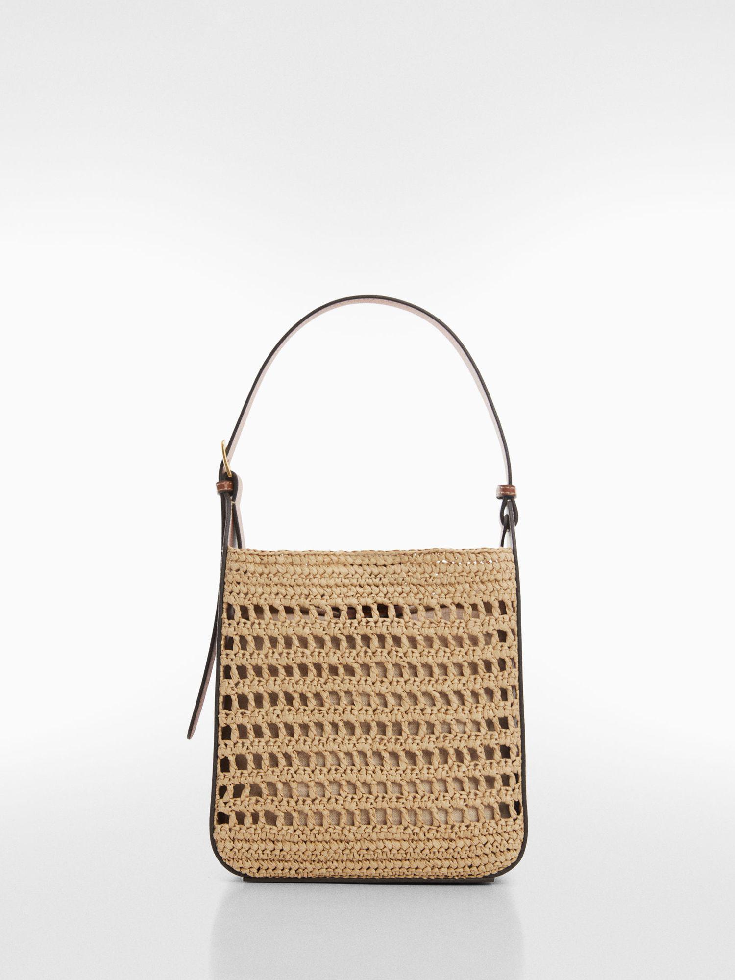 MANGO Valeta Woven Straw Shoulder Bag in Natural | endource