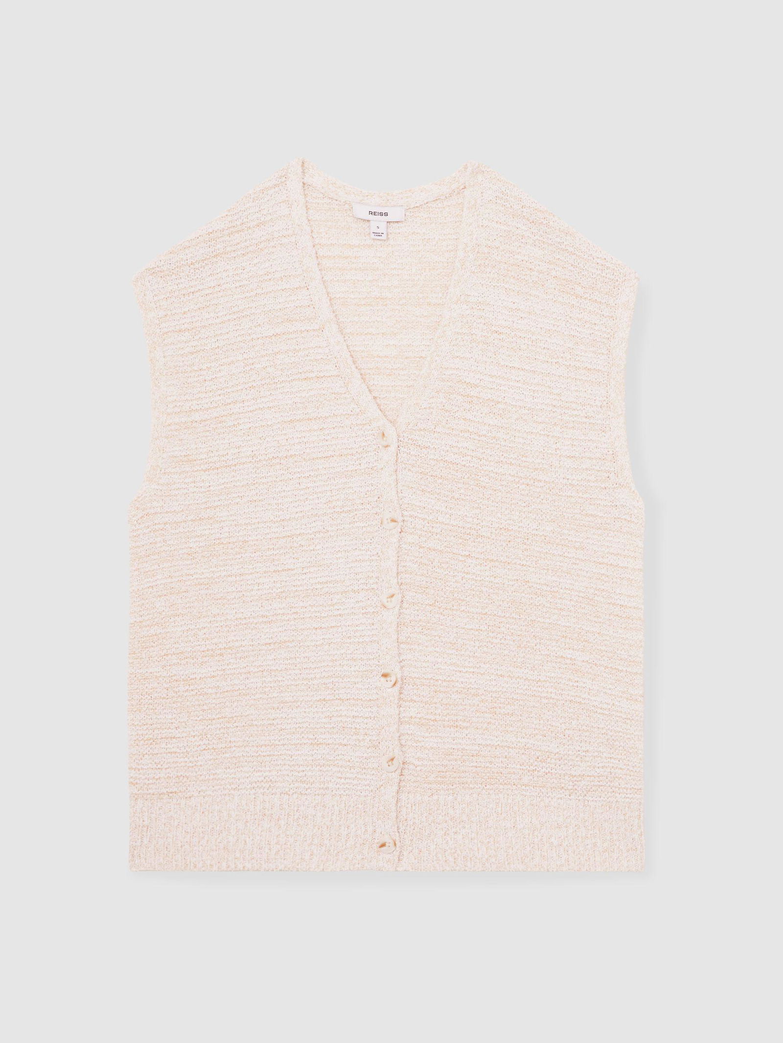 REISS Lily Button Through Knit Top in Ivory | endource
