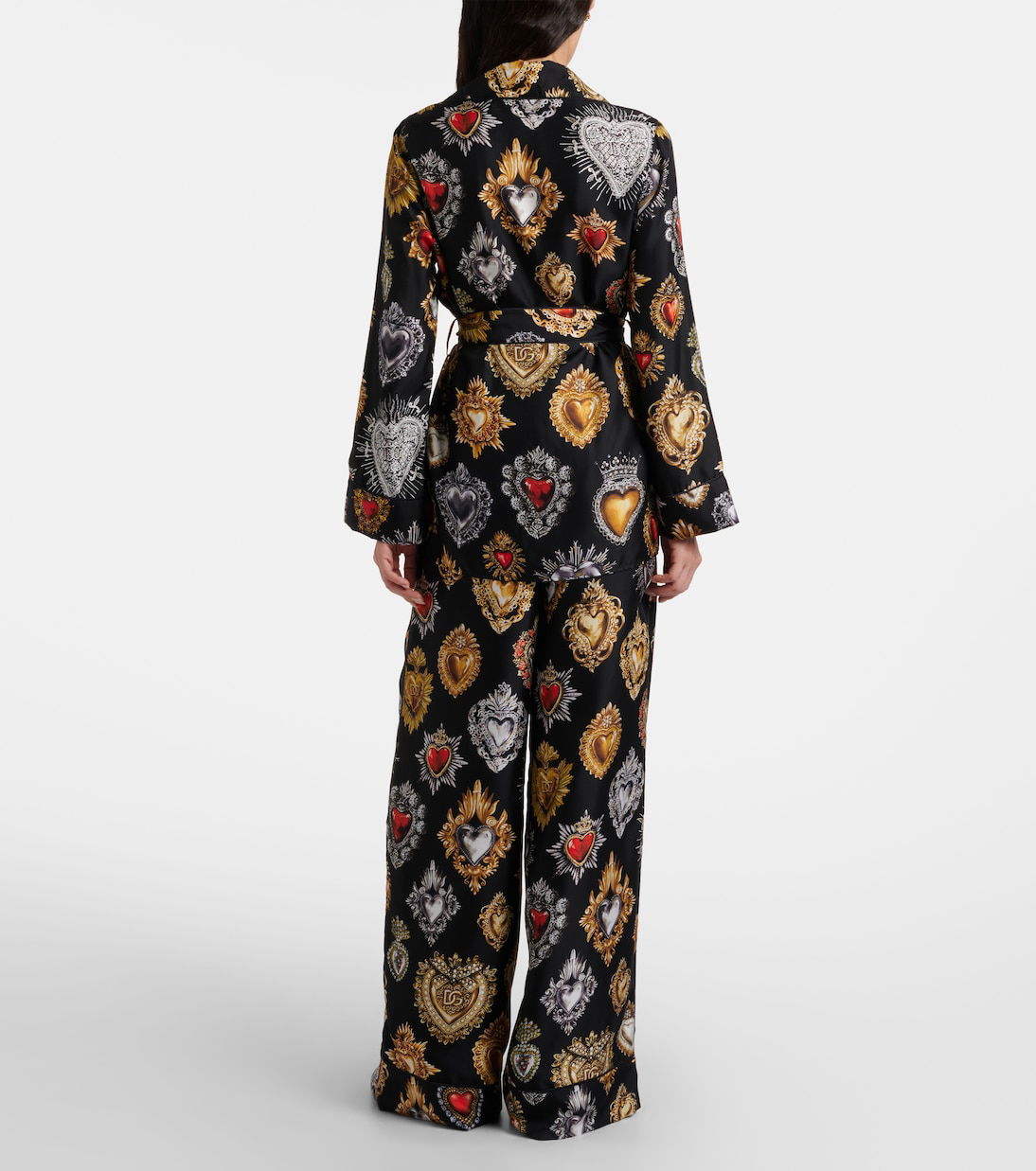 DOLCE & GABBANA Devotion Belted Silk Twill Shirt | endource