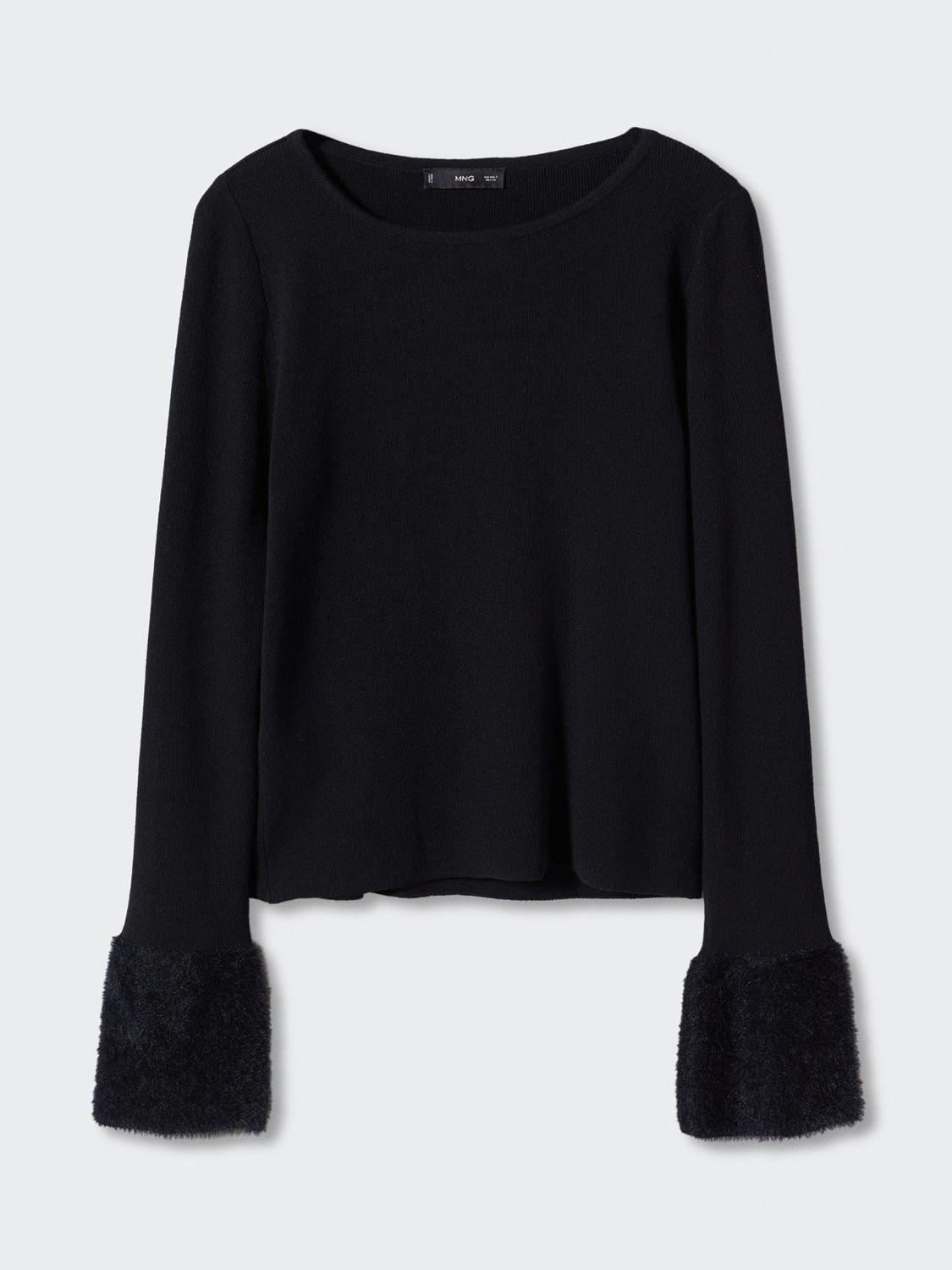 MANGO Peggy Flared Cuff Jumper in Black | endource
