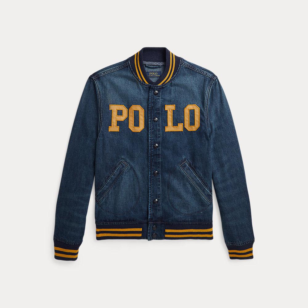 RALPH LAUREN Denim Baseball Jacket in Blue | endource