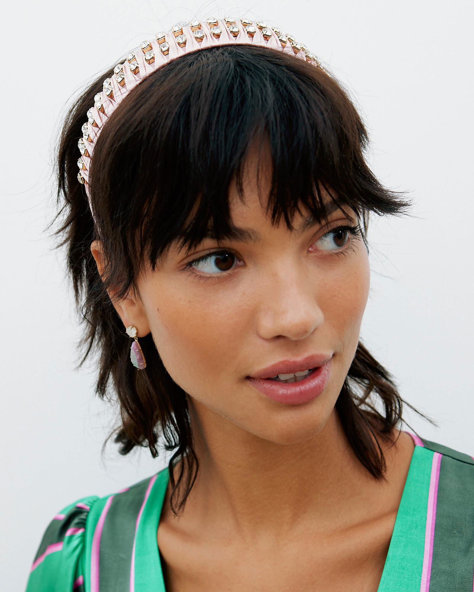 OLIVER BONAS Primrose Jewel Headband in Pink | endource