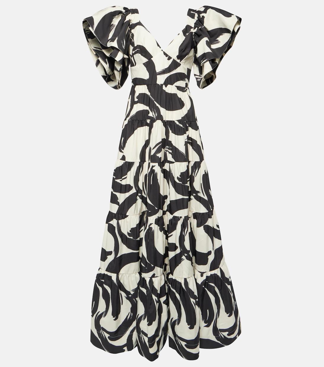 REBECCA VALLANCE Pompidou Printed Taffeta Maxi Dress | endource