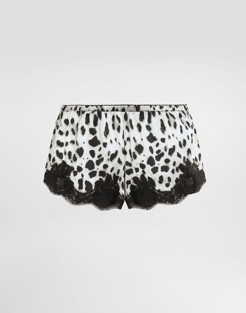 DOLCE & GABBANA Leopard-print Satin Shorts With Lace Inserts | endource