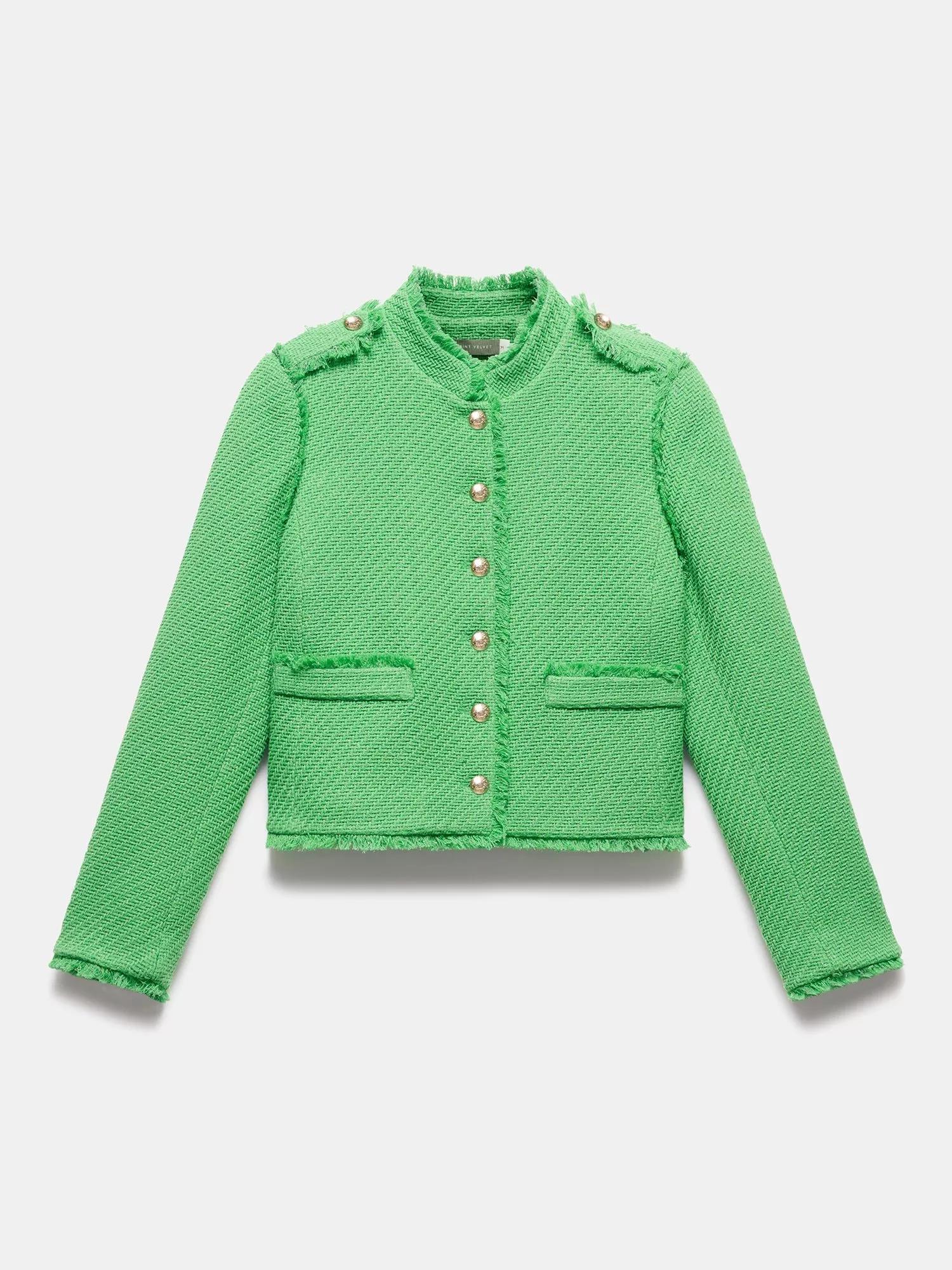 MINT VELVET Military Boucle Jacket in Green | endource