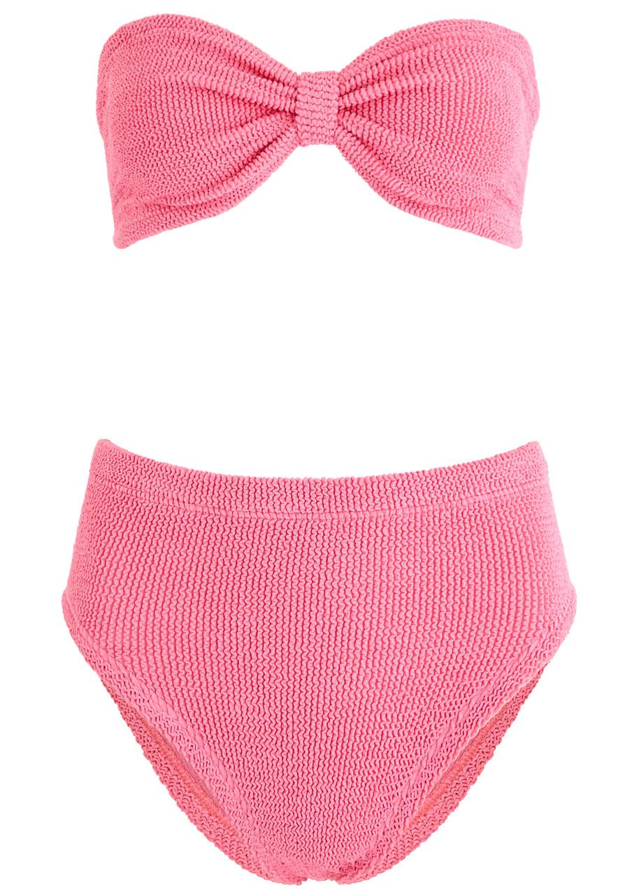 HUNZA G Ruby Seersucker Bandeau Bikini | endource