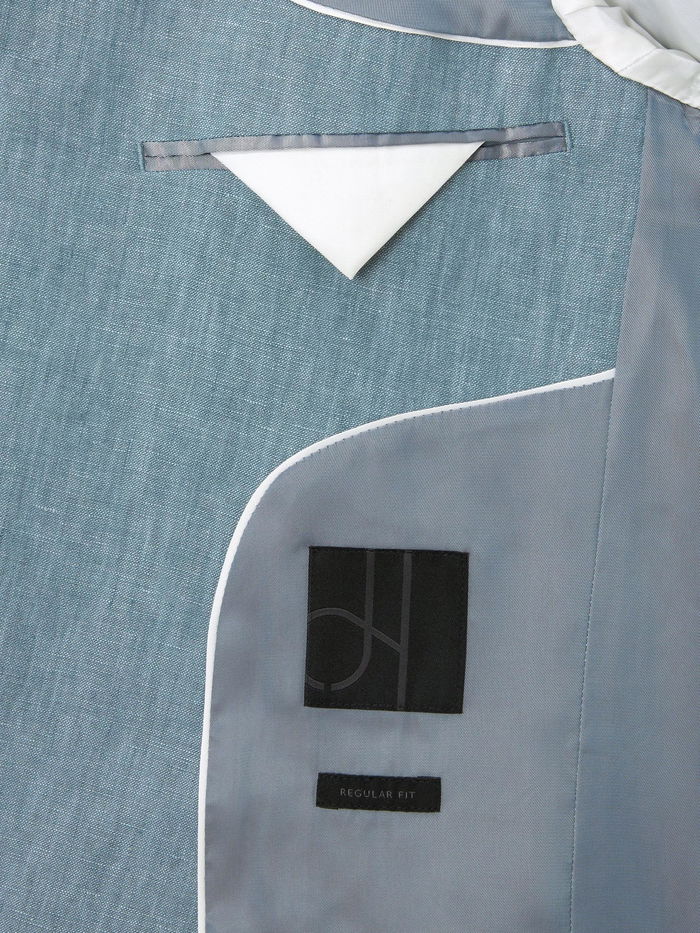 JOHN LEWIS Double Breasted Regular Fit Linen Suit Jacket, Aqua | endource