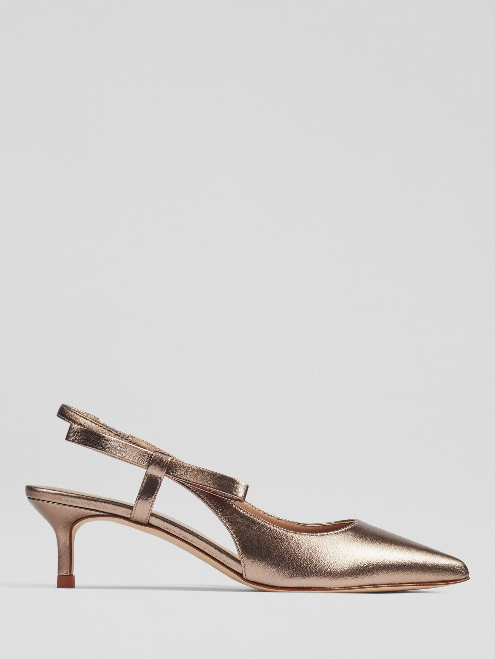 L.K. BENNETT Barette Metallic Leather Open Court Shoes in Bronze | endource