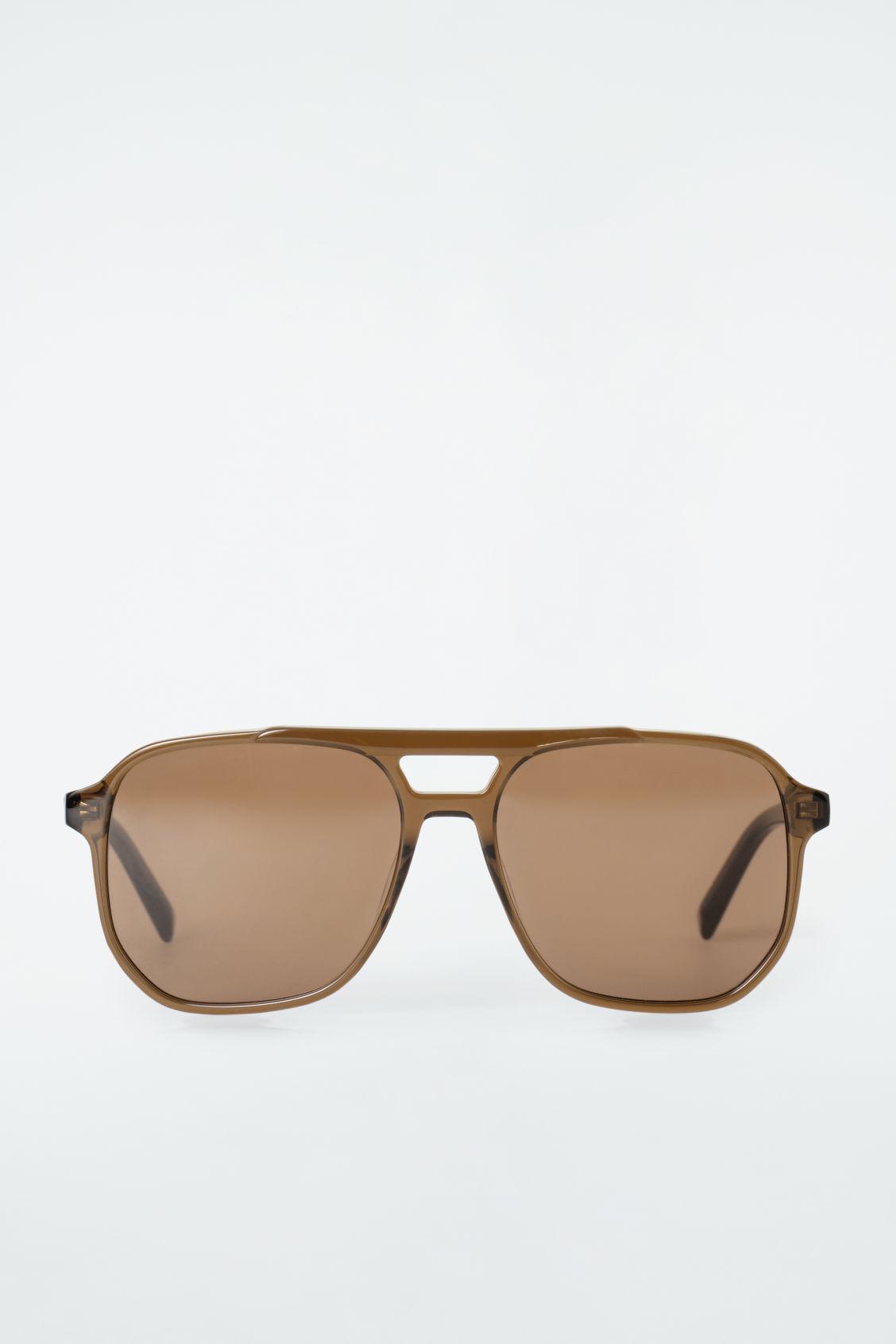 COS Oversized Square-Frame Aviator Sunglasses in BROWN | endource
