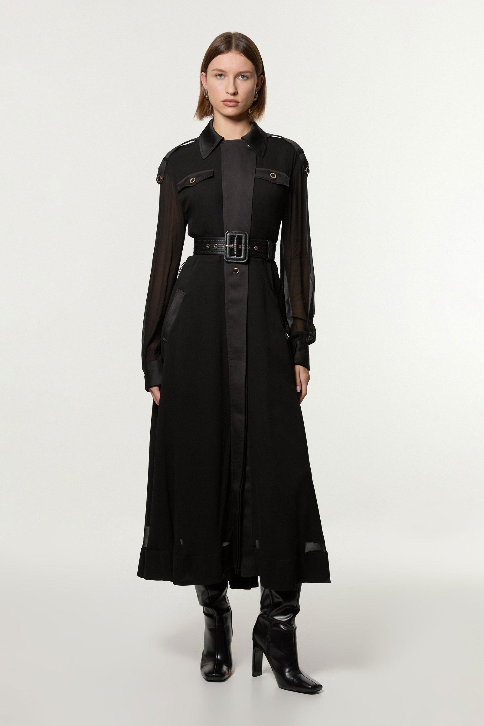 KAREN MILLEN Petite Georgette Trench Midi Dress | endource