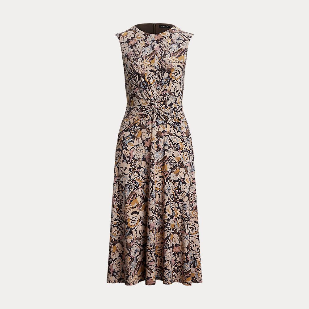 LAUREN RALPH LAUREN Floral Twist-Front Jersey Dress in Brown | endource