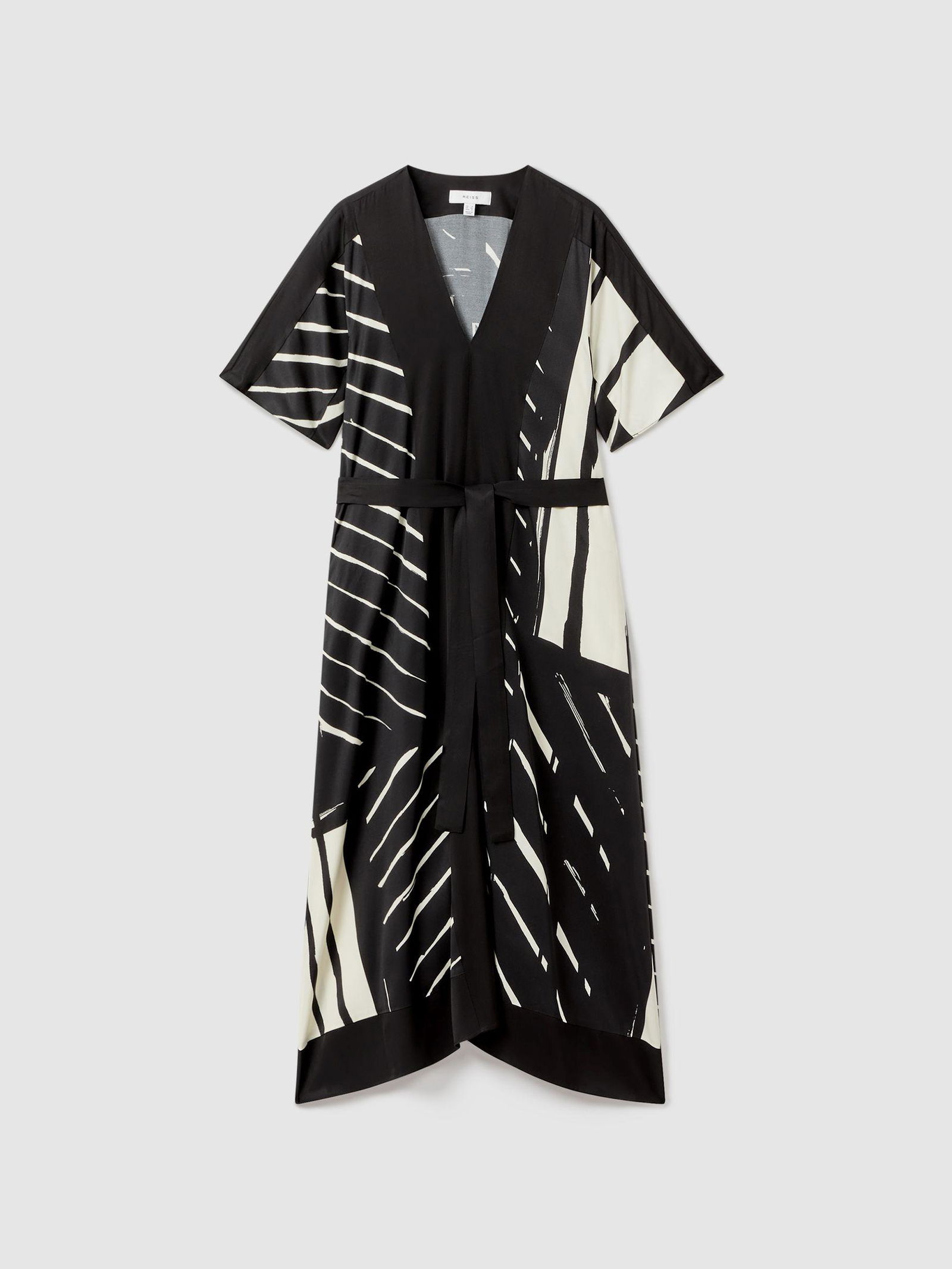 REISS Cami Printed Fit and Flare Midi Dress | endource
